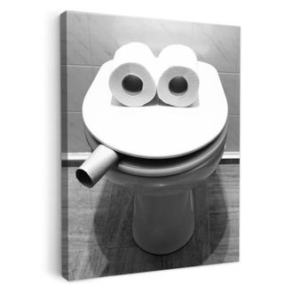 MuchoWow &copy; Wandbilder 30x40 cm Badezimmer Home Deko Wohnung Bild Fotoleinwand Wand Bilder Leinwand Wall Decor WC - Toilettensitz - Lustig - Toilette