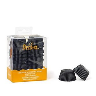 Decora Baking Cups Black 200 Backförmchen, Mini-Muffin, schwarz, 32 x 22 mm, Carta da Forno