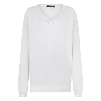 Fabiana Filippi Femme, Pulls, Blanc, Taille: 46 FR Pull avec col en V