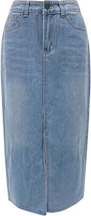 Generic Jupe longue en jean taille haute pour femme, ourlet effiloch&eacute;, fente sur le devant avec poches, robe d&eacute;t&eacute; boh&egrave;me, plage, vacances, essentiels pour fem