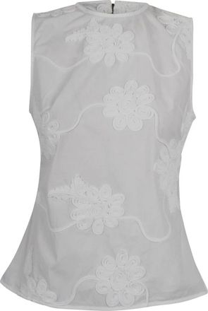 Rotate Rotate Birger Christensen, Femme, Tops, Blanc, Taille: 38 FR Top avec broderie florale tridimensionnelle
