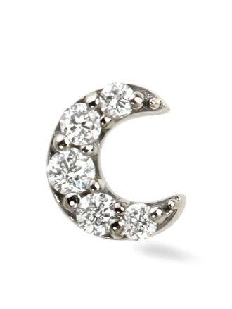Lark & Berry mini puce doreille Moon en or blanc 14ct - Argent