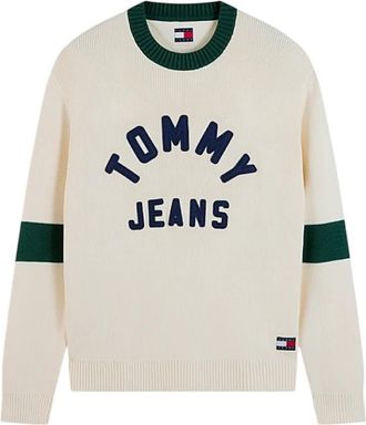 Tommy Jeans Klassischer Pullover mit Logo-Applikation - - Knitwear - Herren - Beige - M