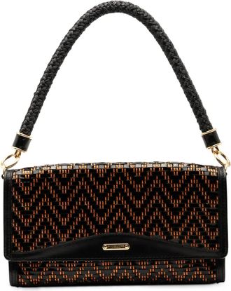 Burberry 2000-2025 Herringbone Patent and Straw shoulder bag - Schwarz