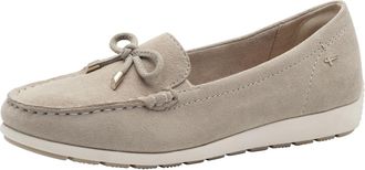 Tamaris Comfort Damen Mokassins aus Leder mit Schleife, Beige (Beige Suede), 38 EU