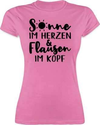 Shirtracer Shirt Damen - Spr&uuml;che Statement mit Spruch - Sonne im Herzen und Flausen im Kopf - schwarz - XXL - Rosa - spruchshirts sprueche t-Shirts Spruchshirt s