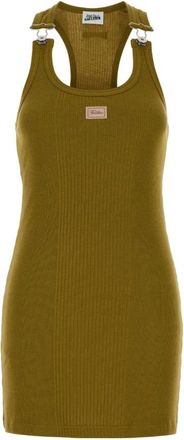 Jean Paul Gaultier Femme, Robes, Vert, Taille: 38 FR Robe Courte C&ocirc;tel&eacute;e avec Patch Gaultier et Boucles de Salopette