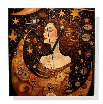 Wallario Design-Wanduhr Kosmische Eleganz aus Glas, Motiv-Uhr Größe 30 x 30 cm, Schwarze Zeiger