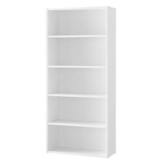 Vasagle B&uuml;cherregal 5 Ebenen, Standregal, Aufbewahrungsregal, verstellbare Einlegeb&ouml;den, f&uuml;r Wohnzimmer, Homeoffice, Schlafzimmer, wolkenwei&szlig; LBC165T14
