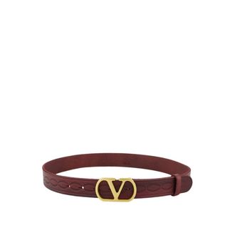 Valentino Garavani Femme, Accessoires, Brun, Taille: 90 CM Ceinture VLogo Signature en Aubergine Foncé
