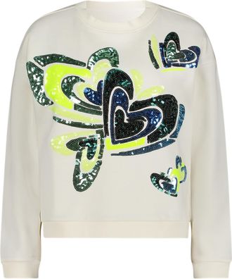 Cartoon Damen Sweatshirt mit Rippb&uuml;ndchen 38, Patch Cream/Green