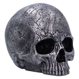 Nemesis Now Mind Map Figur, 15 cm, Harz, Silber, Schatzkarte, Geschnitzte Totenkopf-Figur, silbernes Totenkopf-Ornament, Sammlerst&uuml;ck, Totenkopf-Geschenkware, geg