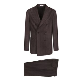 Boglioli Flanell-Anzug mit Doppelreiher - - Suits - Herren - Braun - M