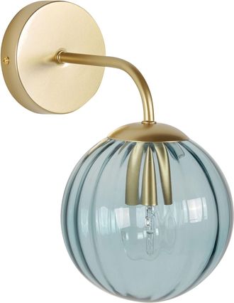 Beliani Wandleuchte Metall gold Glas blau 1-flammig Kugelform Retro-Stil Boomi