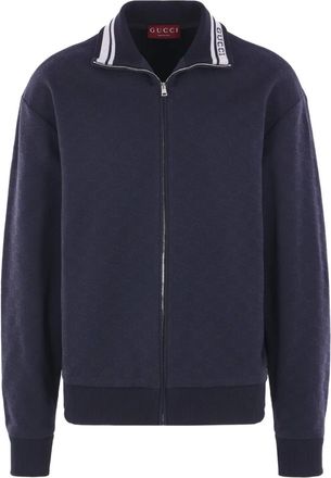 Gucci Sweatshirtjacke mit GG-Muster - Blau