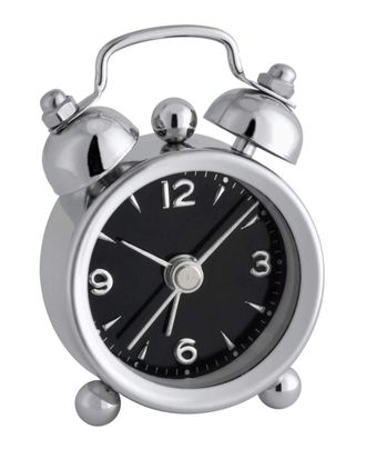 TFA Dostmann Analoger Mini-Nostalgie Metall Wecker, 60.1000.01, klein und handlich, Retro-Design, L 41 x B 20 x H 60 mm, Schwarz