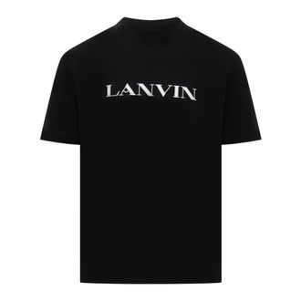Lanvin Homme, Tops, Noir, Taille: 2XL T-shirt en coton brod&eacute;