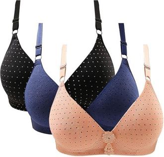 Generic Soutien-gorge sans armatures pour femme - Soutien complet - Soutien-gorge push-up confortable rembourr&eacute; pour femme - Couleurs m&eacute;lang&eacute;es - Trois pi&egrave;ces