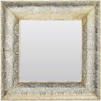Beliani Eleganter Wandspiegel quadratische Form Gold 60 x 60 cm Plerin