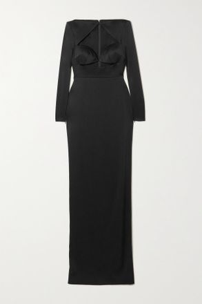 Alex Perry Cohan Maxikleid Aus Glänzendem Crêpe Mit Cut-outs - Schwarz