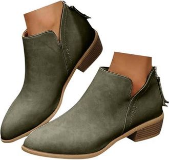 Generic Bottines de cowboy tendance pour femme - Talon &eacute;pais - Avec fermeture &eacute;clair dans le dos - Automne et hiver - En cuir synth&eacute;tique - Bout pointu - Coup