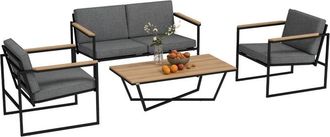 OUTSUNNY Gartenm&ouml;bel Set 4 Personen wetterfest Balkonm&ouml;bel-Set mit 2er Sofa, 2 St&uuml;hle Sitzkissen Beistelltisch Outdoor Sitzgruppe Terrassenm&ouml;bel