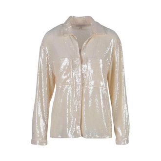 Patrizia Pepe Beige Pailletten Hemd Fr&uuml;hling/Sommer Damen - - Blouses & Shirts - Damen - Beige - S