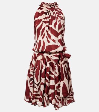 Poupette St Barth Robe Bianca en satin &agrave; imprim&eacute;