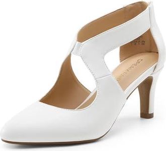 Dream Pairs Escarpins &agrave; bout ferm&eacute; pour femmes, blanc, 38 EU