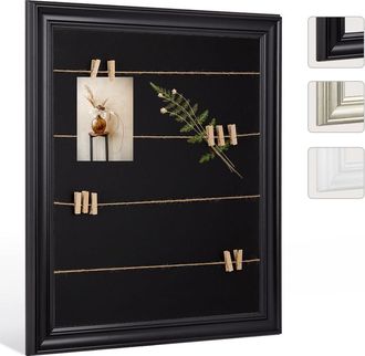 Bildershop-24 Schnurrahmen f&uuml;r Fotos, Bilder - Fotowand inkl. 20 Klammern und Schnur (Athen) 28x35cm Schwarz (matt) mit Passepartout in Schwarz