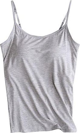 Generic D&eacute;bardeur de sport avec soutien-gorge int&eacute;gr&eacute; - D&eacute;bardeur de yoga - Pour femme - Bretelles spaghetti - L&eacute;ger - T-shirt sans manches - Col en U - T-shi