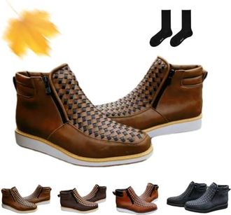 Generic Zenfaze Bottes de cowboy occidentales fabriquées à la main, bottes de cowboy à bout carré pour homme, chaussures en cuir pour homme avec fermeture écl