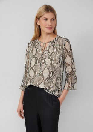 s.Oliver Langarmbluse Bluse Bluse mit Schlangen-Print und Bindeband