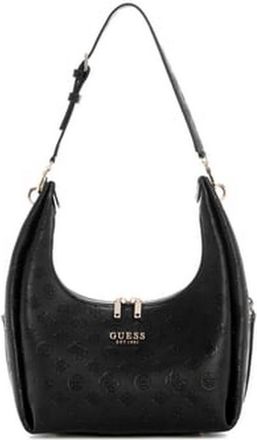 Guess Damen Phoebe Umhängetasche Hobo, Schultertasche, Schwarzes Logo