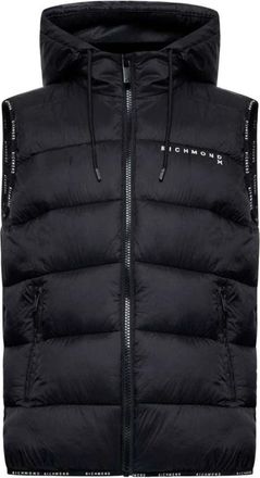 John Richmond Gef&uuml;tterte Weste mit Kapuze und Logo-Profilen - - Jackets - Herren - Schwarzk - XL