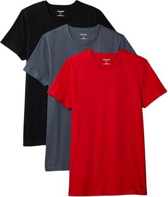 Calvin Klein T-Shirts Manches Courtes Lot de 3 Homme en Coton, Multicolore (Turbulence/Adrenaline Rush/Black), M