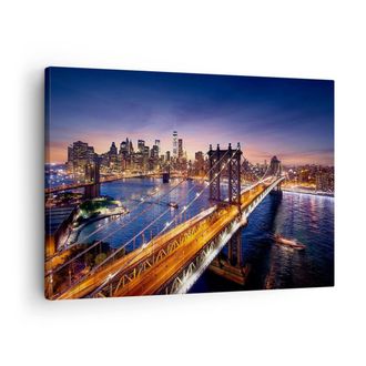Arttor Bilder auf Leinwand Usa amerika new york manhattan Leinwandbild 70x50cm Wandbilder Dekoration Wohnzimmer Schlafzimmer K&uuml;che Deko Klein Wanddeko Bild W