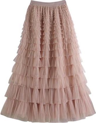 Generic Jupe Longue Carreaux Jupe Beige Élastiquée Poule Léopard Anglaise Fushia Tendance Asymetrique Balancoire Fluo Cotelée Violet Côté Japonaise Une Froufr