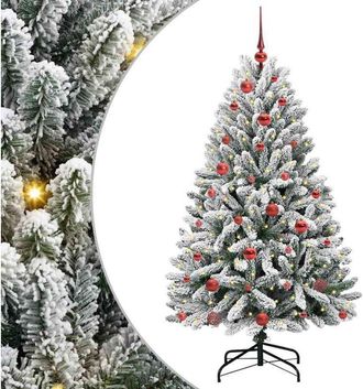 vidaXL K&uuml;nstlicher Weihnachtsbaum Gr&uuml;n und Wei&szlig; 150 cm PVC und Metall vidaXL