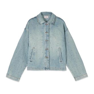 Oltre Femme, Vestes, Bleu, Taille: 42 FR Veste en jean avec cristaux