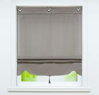 Joyswahl Voile Ösenrollo mit Quaste Panneaux Halbtransparentes Unifarbiges Raffrollo »Adelina« Schals Fenster Gardine mit Hakenaufhängung, ohne Bohren BxH 120x