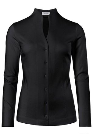 Vincenzo Boretti Klassische Bluse leicht tailliert Jersey Kelchkragen