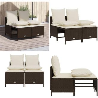 vidaXL Vidaxl - 4-tlg. Garten-Sofagarnitur mit Kissen Braun Poly Rattan - Gartengestell - Gartenm&ouml;bel Set - Outdoor Lounge - Rattan Sessel - Gartenstuhl