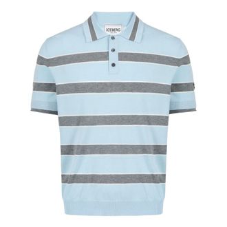 Iceberg Homme, Tops, Bleu, Taille: M Pull Polo Ray&eacute; en Coton
