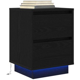 vidaXL VidaXL Table de chevet avec lumi&egrave;res LED noir 38x34x50 cm