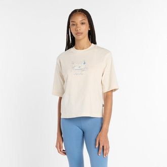 New Balance Femme Apres Run Bath T-Shirt en Beige, Coton, Taille XL
