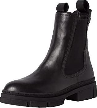 Tamaris Femme Bottines, Dame Bottines Chelsea,Comfort Lining,TOUCHit,Bottes de Glisse,Demi-Bottes,Bottines,Plat,Black Leather,39 EU / 5.5 UK