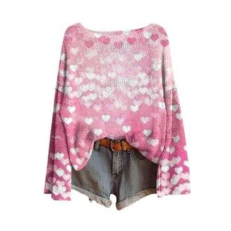 Generic Pull textur&eacute; en tricot &eacute;pais doux et confortable pour la Saint-Valentin 2026, rose, M