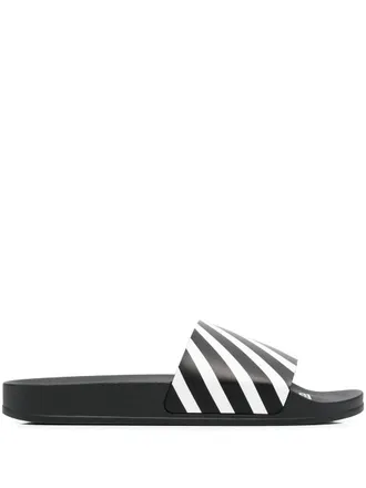 Off-white claquettes &agrave; rayures Diag - Noir