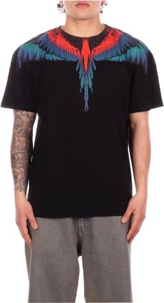 Marcelo Burlon Homme, Tops, Noir, Taille: XS T-shirt avec logo devant et derri&egrave;re